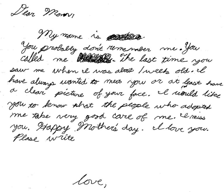 You probably don't remember Me... a Boy's Letter to His Birth mother ...