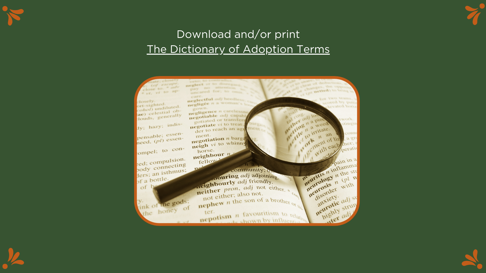 Download and/or print The Dictionary of Adoption Terms - Growing Intentional Families Together, LLC
